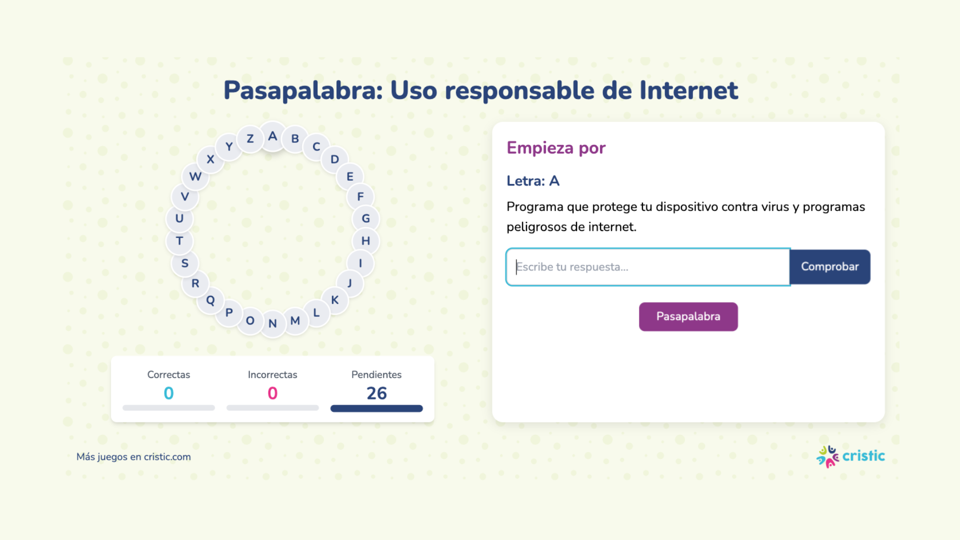 Pasapalabra de seguridad en Internet • cristic