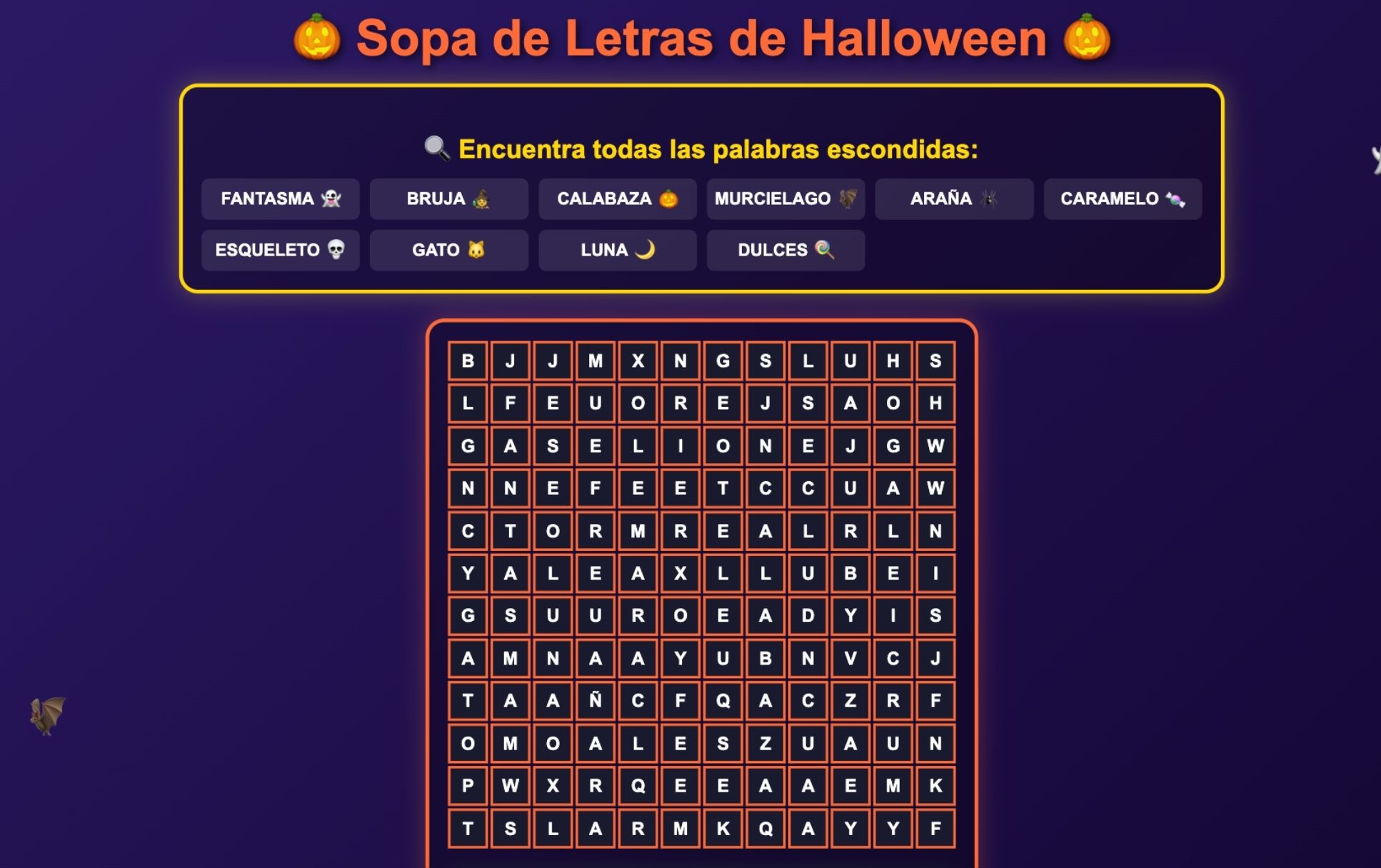 Sopa de Letras de Halloween • cristic